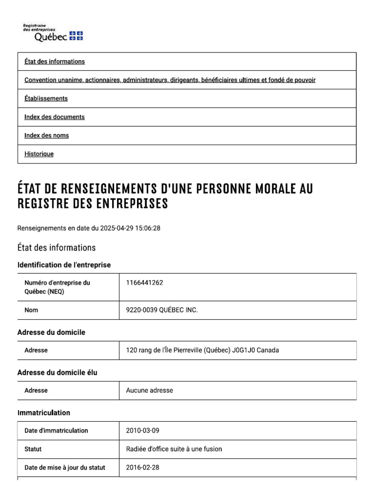 vérification NEQ | PDF