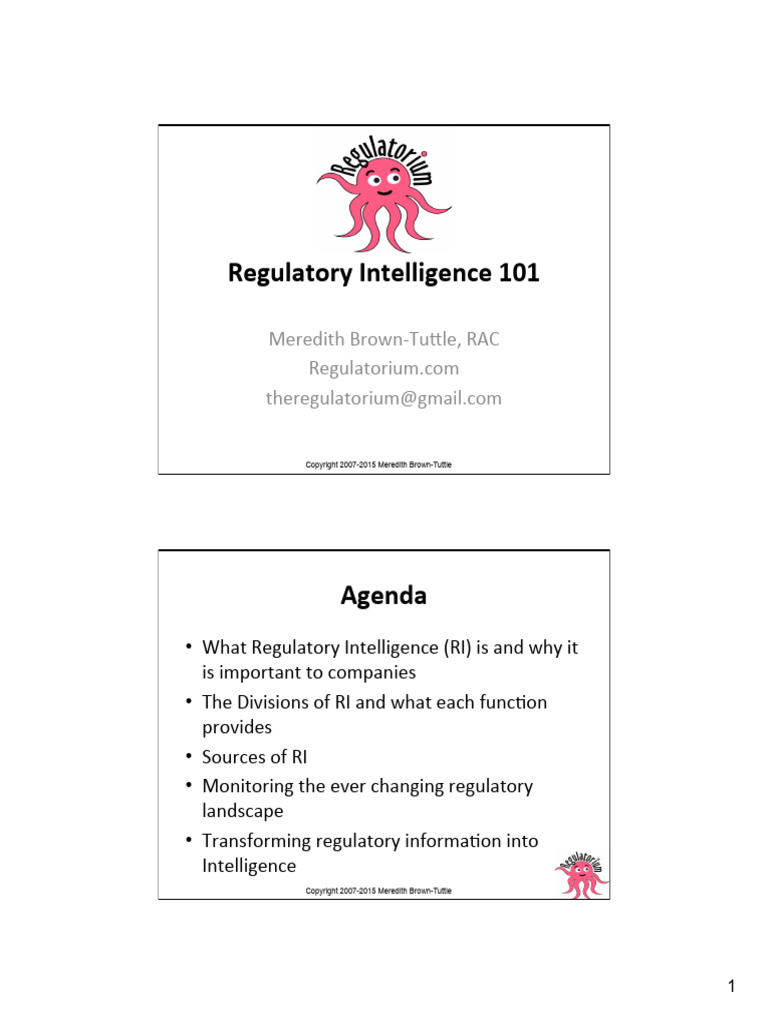 Regulatory Intelligence 101 | PDF | Policy | Surveillance