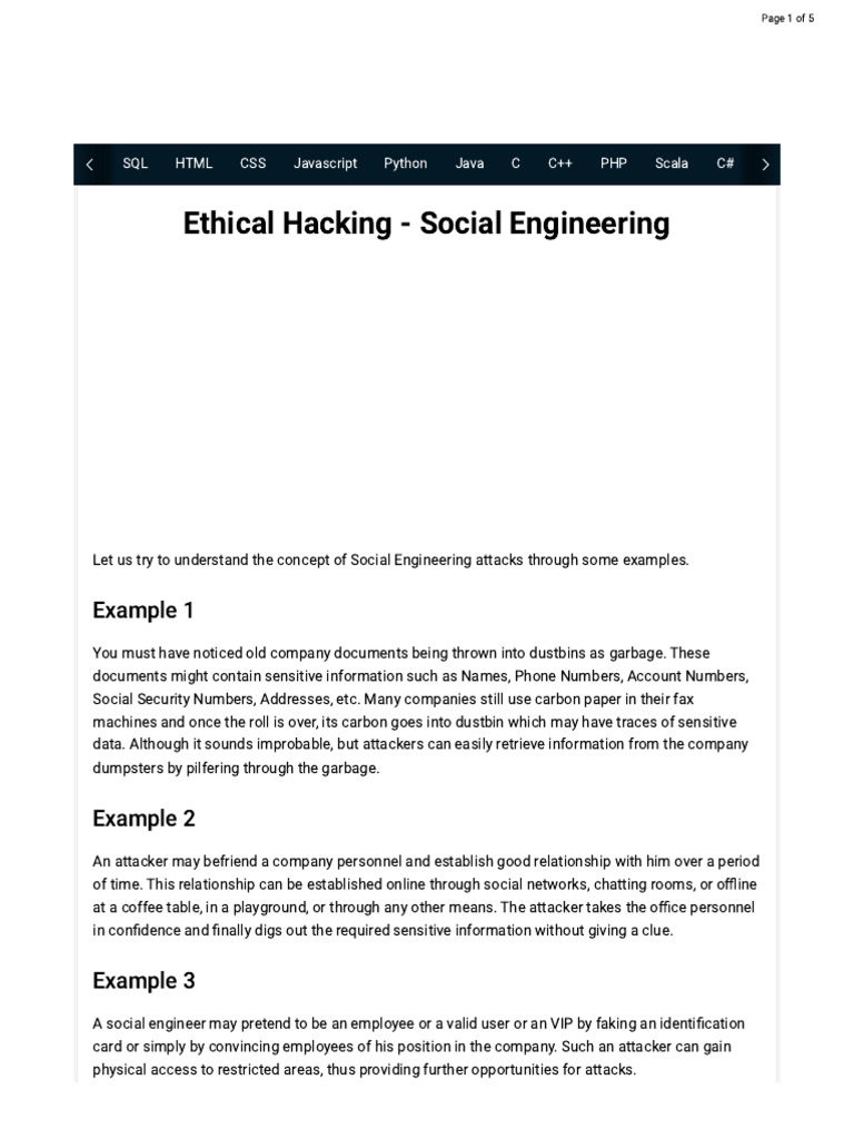 Social Engineering in Ethical Hacking | PDF | Phishing | Computer Security