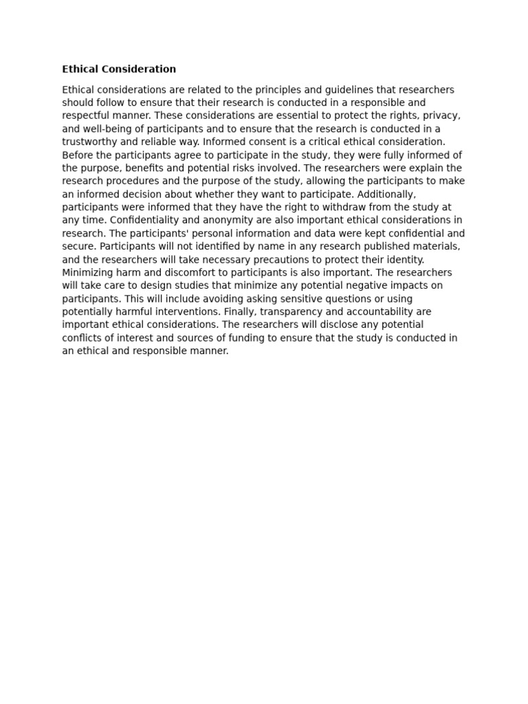 Ethical Consideration | PDF