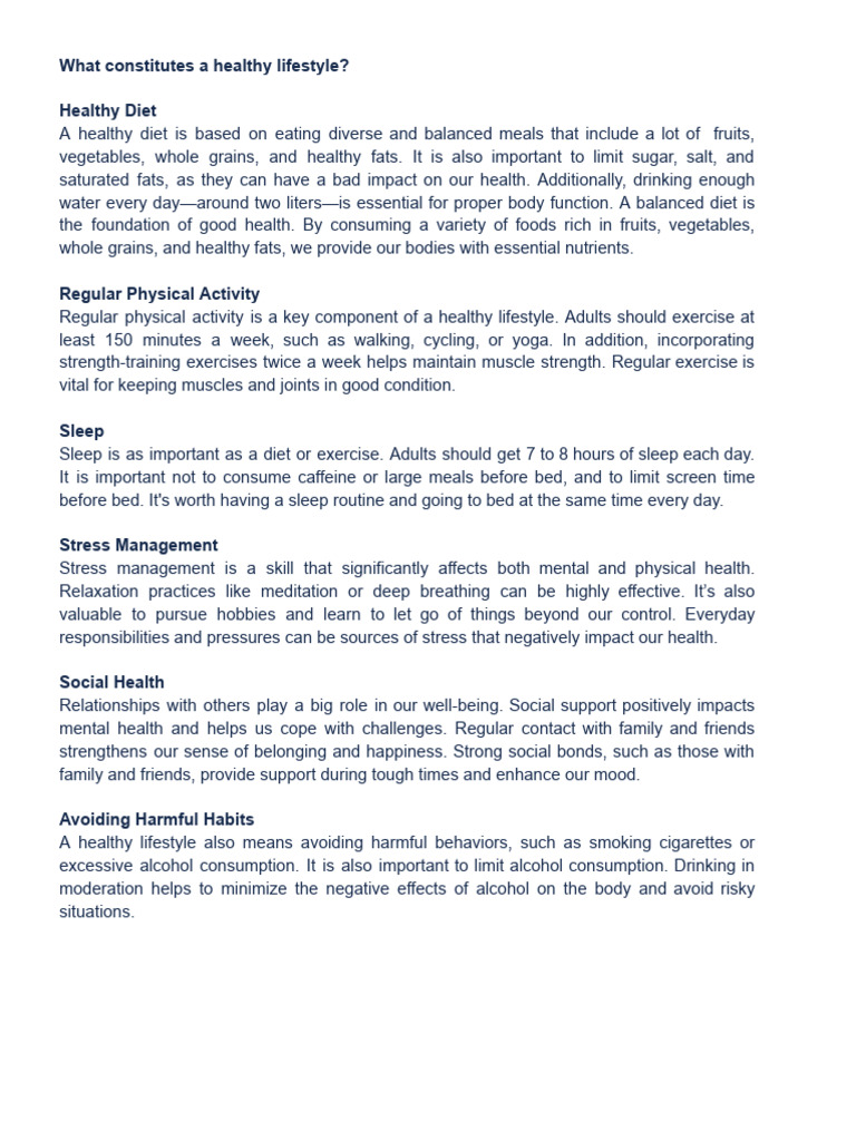Key Elements of a Healthy Lifestyle | PDF | Determinants Of Health