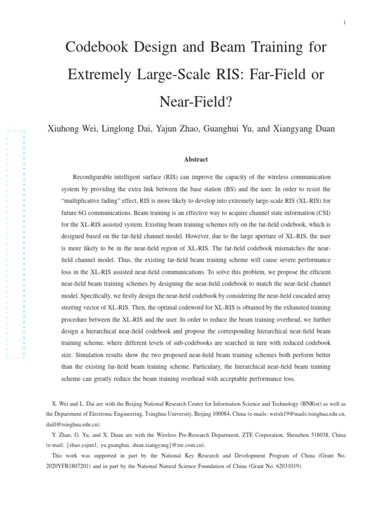 Codebook Design and Beam Training For Extremely La | PDF | Matrix (Mathematics) | Scattering