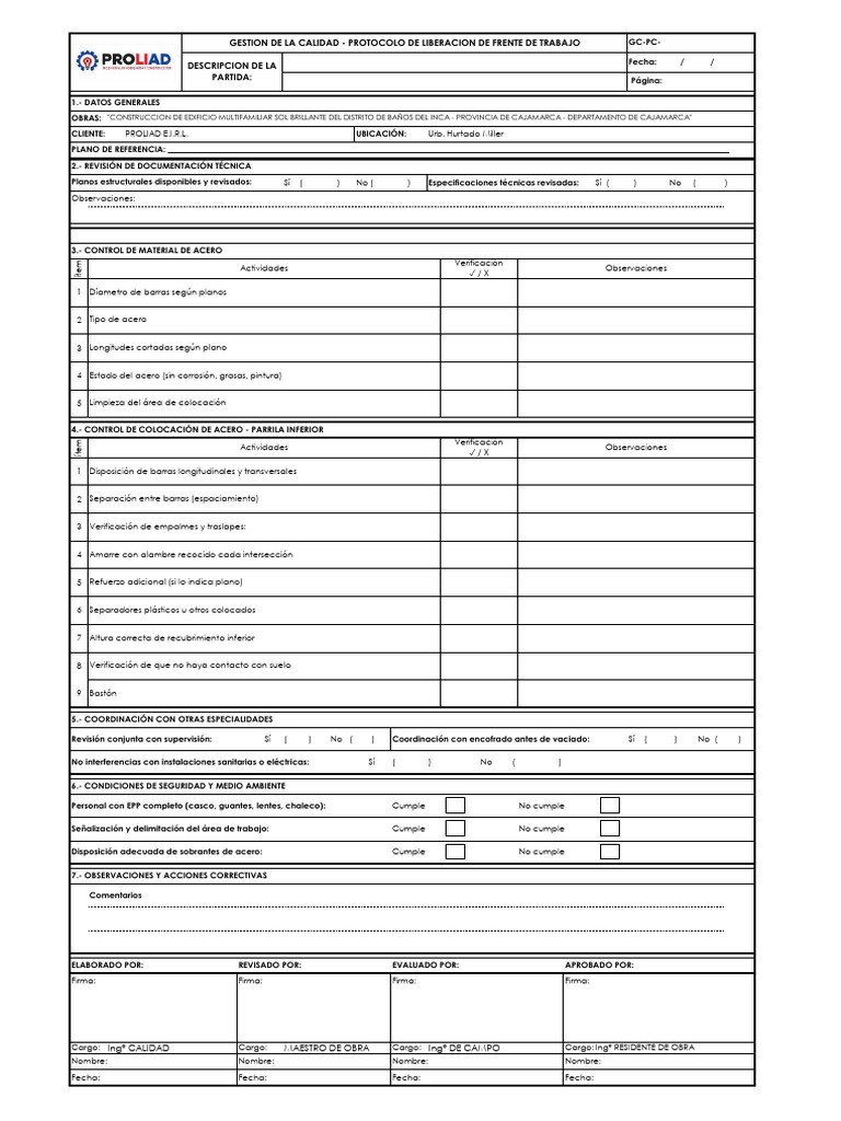 Formatos Protocolos | PDF | Acero | Materiales