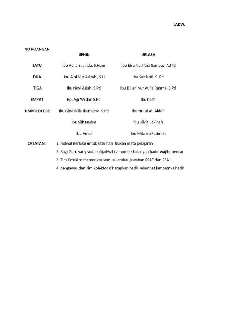 Jadwal PSAJ 2025 | PDF