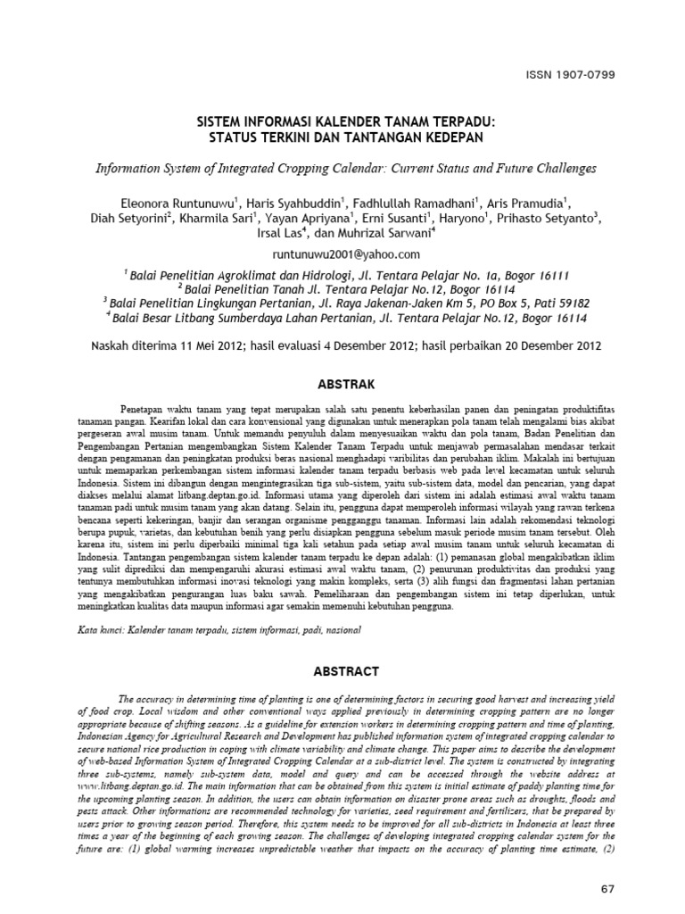 ID Sistem Informasi Kalender Tanam Terpadu | PDF