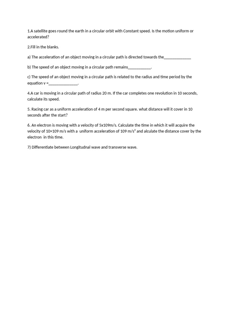 Physics Worksheet 3 | PDF