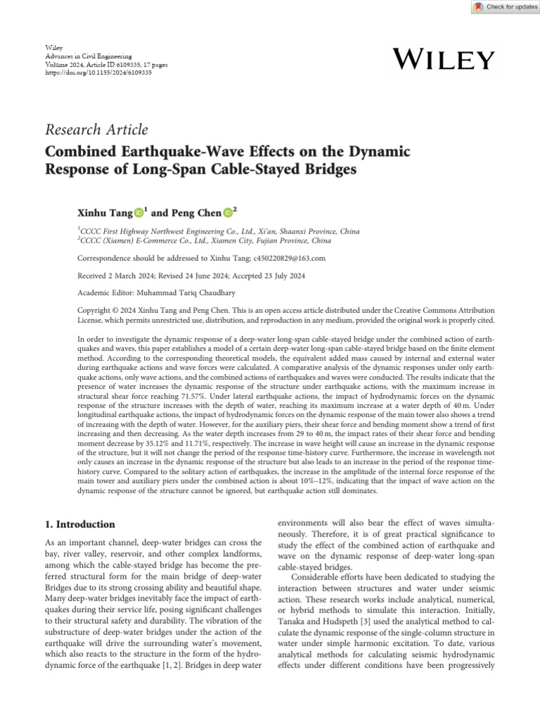 Advances in Civil Engineering - 2024 - Tang - Combined Earthquake Wave ...