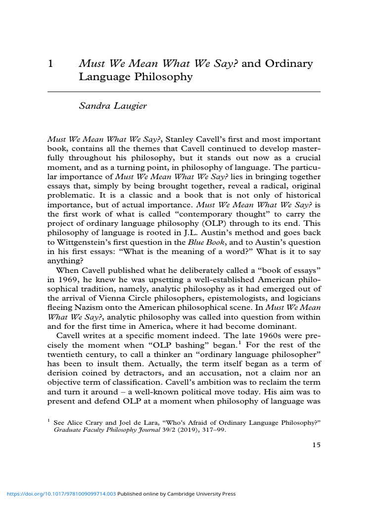 Must We Mean What We Say and Ordinary Language Philosophy | PDF ...
