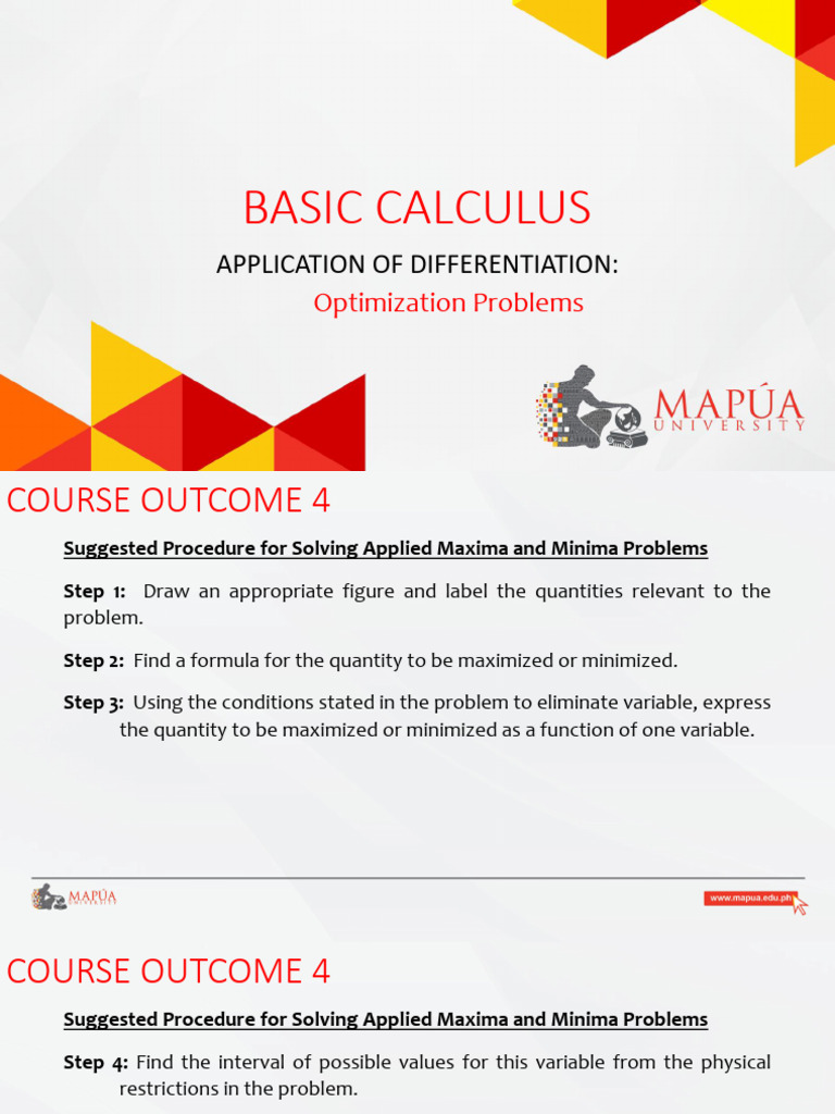 Maxima and Minima Optimization Techniques | PDF | Derivative | Equations