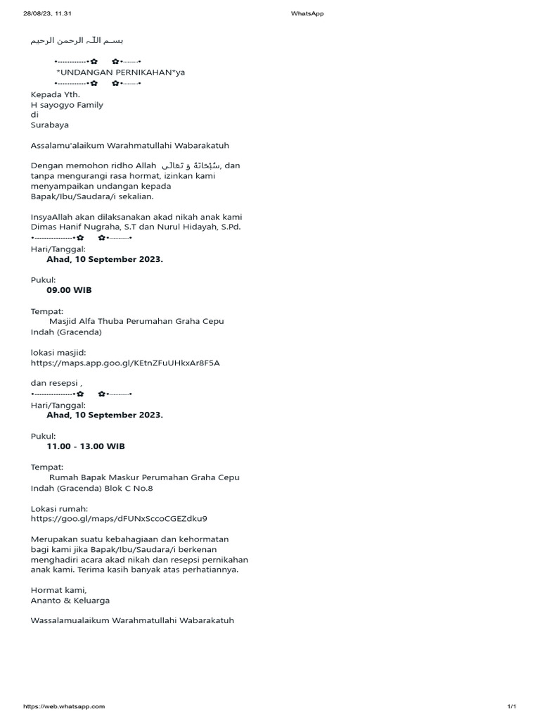 Undangan Dimas | PDF