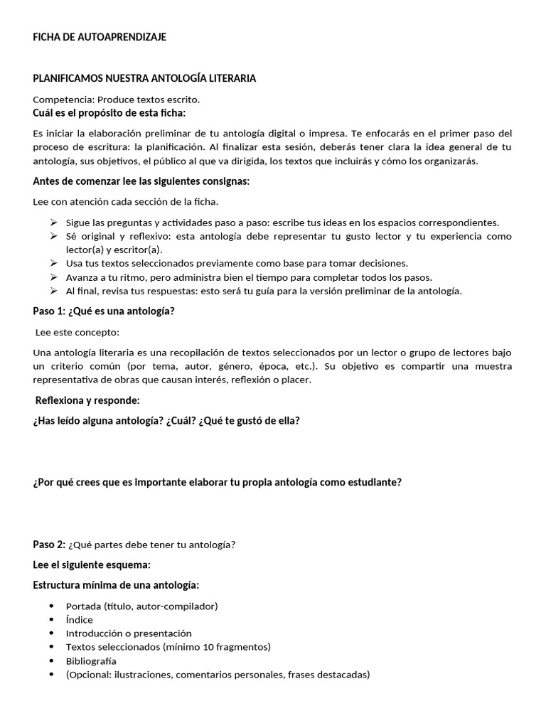 FICHA DE AUTOAPRENDIZAJE | PDF