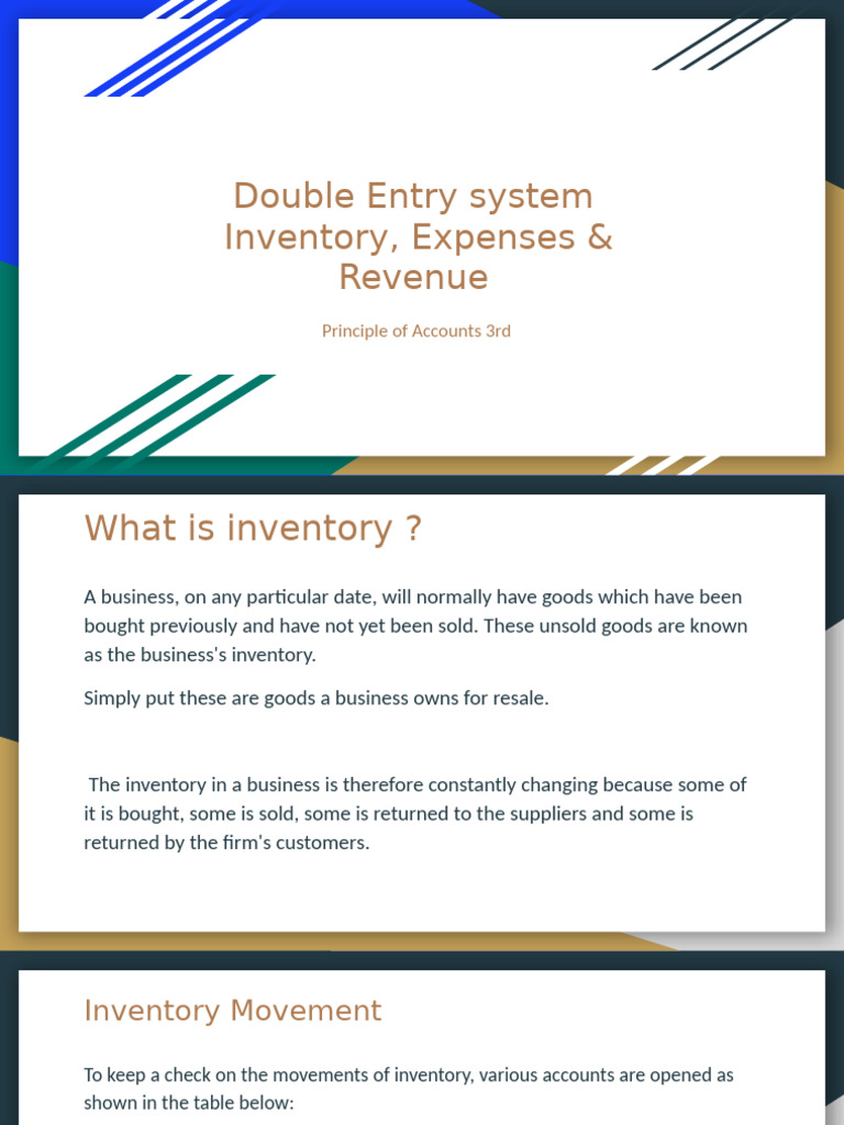 Double Entry System Inventory, Expenses & Revenue | PDF | Debits And ...