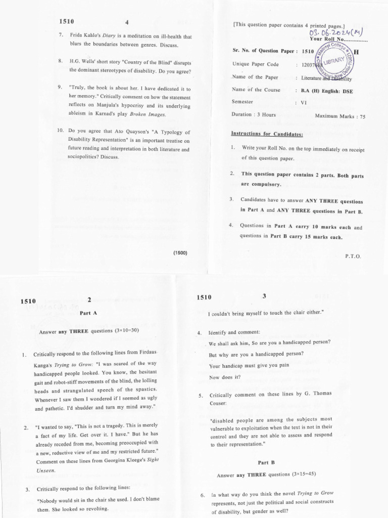 Literature & Disability 1510 | PDF