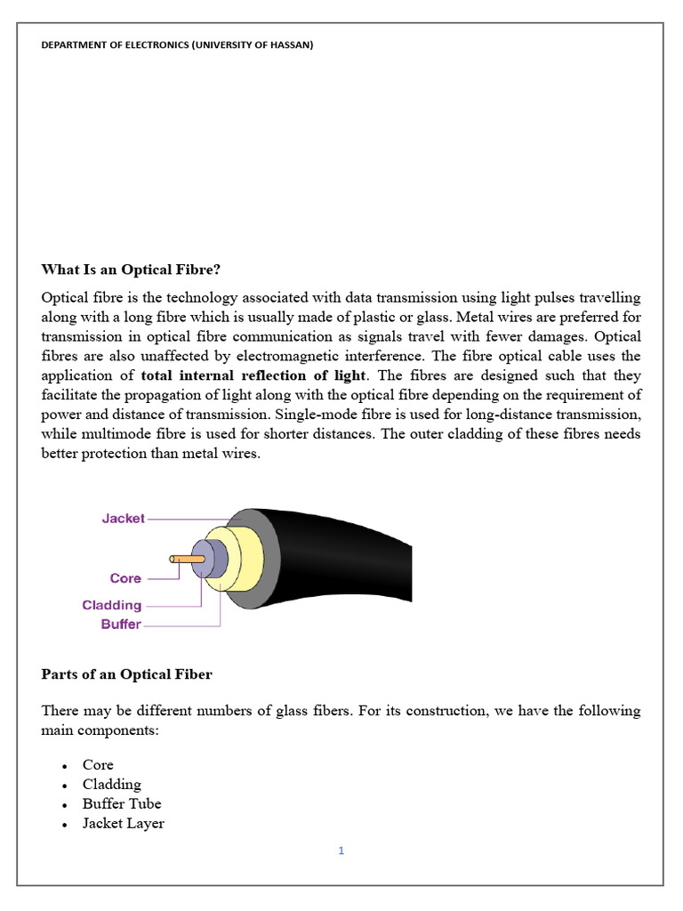 Optical Fiber Unit 1 Final | PDF | Optical Fiber | Attenuation