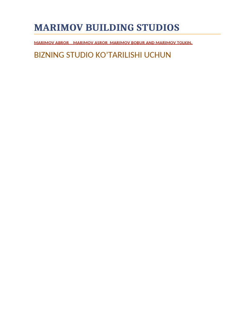 Marimov Building Studios | PDF
