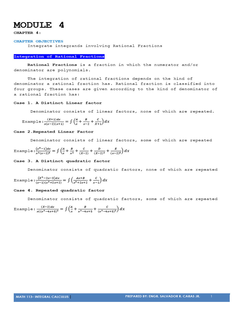 Integration of Rational Fractions Guide | PDF | Rational Number ...