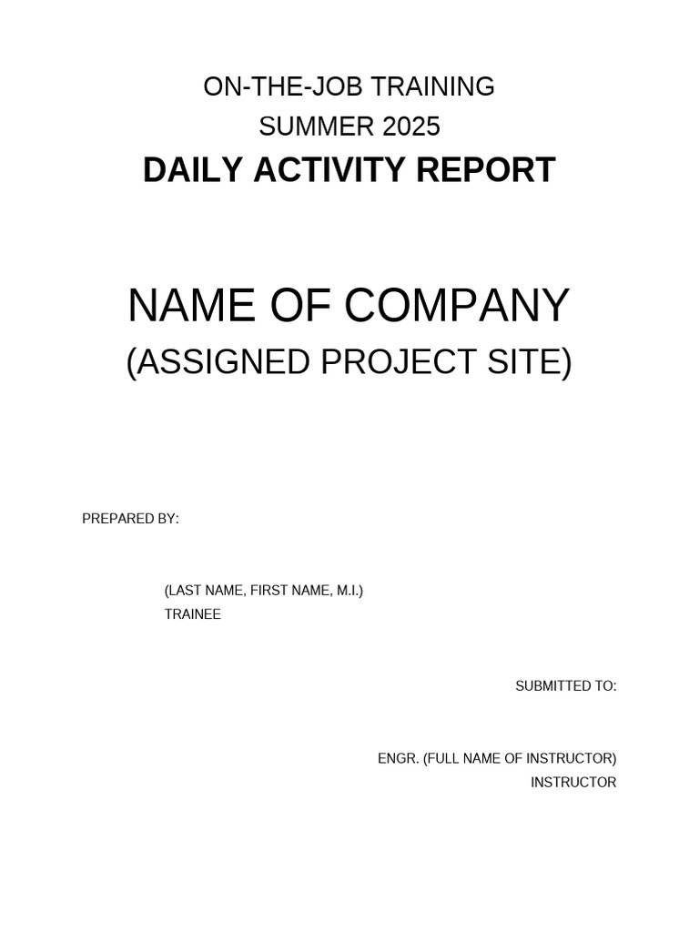 Page 1 Ojt Report Front Page | PDF