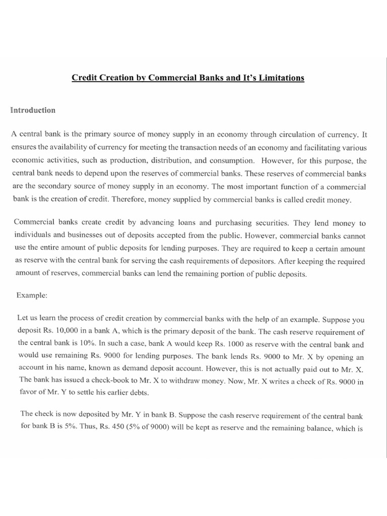 Process of Credit Creation | PDF