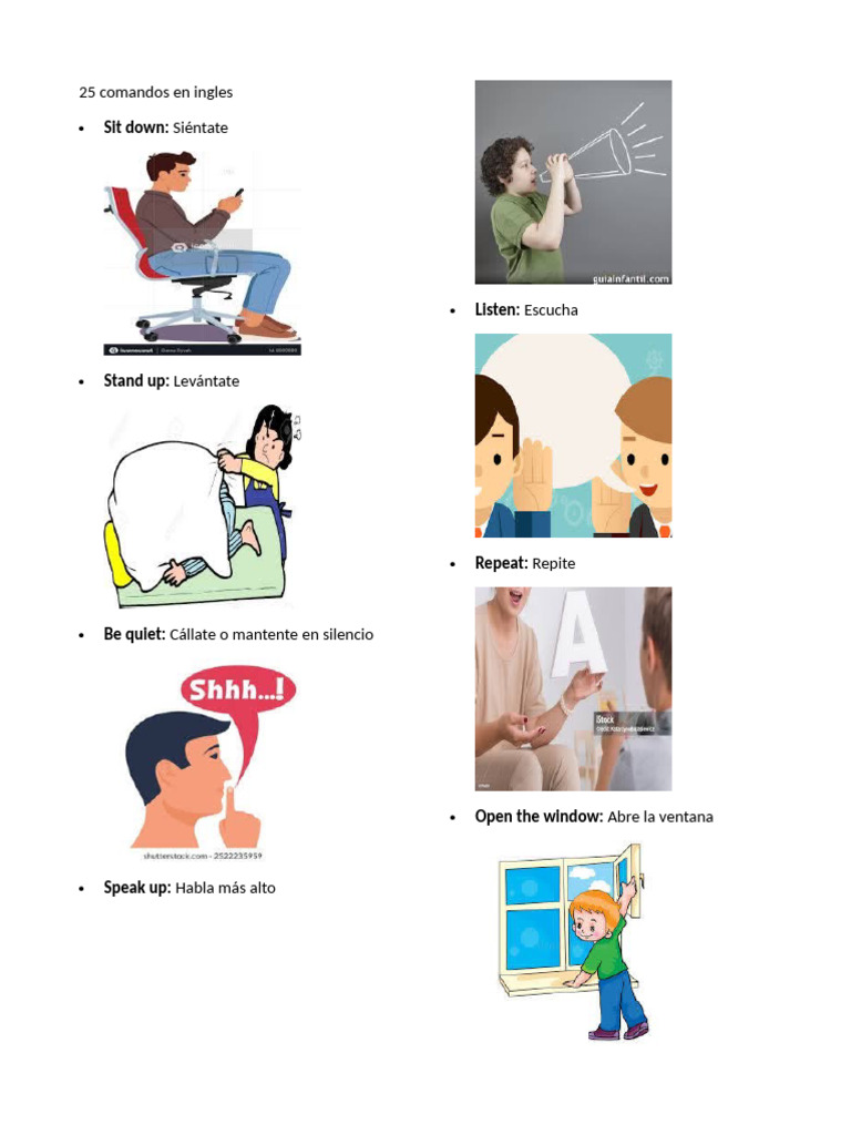 25 Comandos en Ingles | PDF