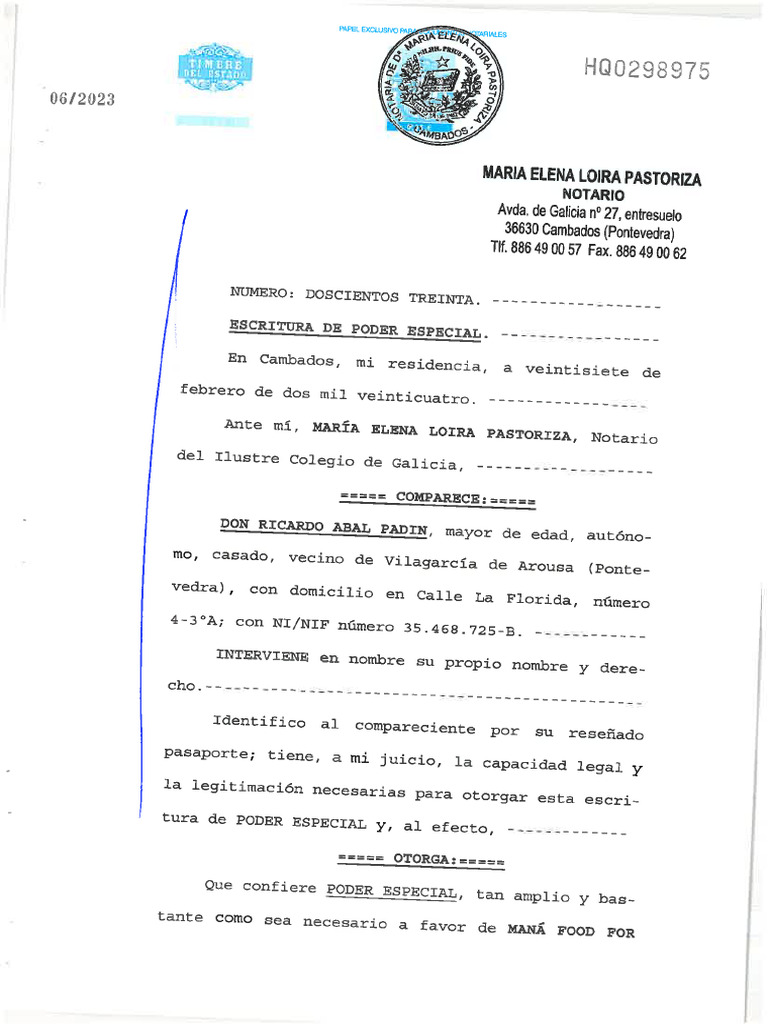 Poder Notarial Notarizado y Apostillado | PDF