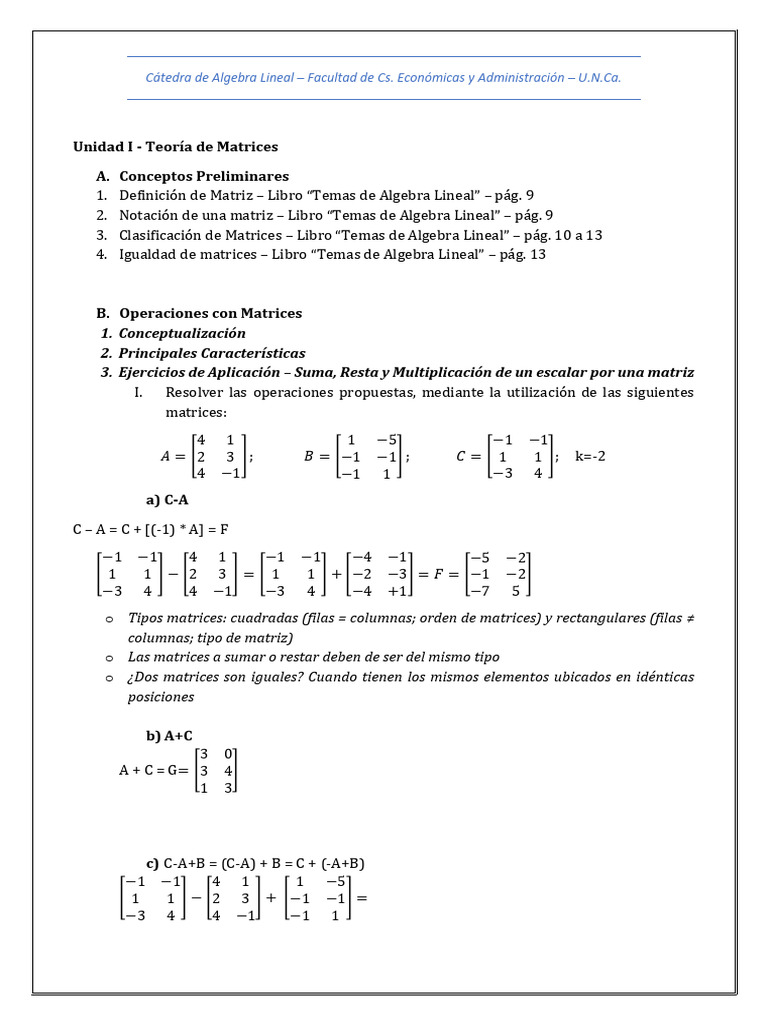 Clase 1 - Op. Con Matrices 23 | PDF | Matriz (Matemáticas) | Álgebra lineal