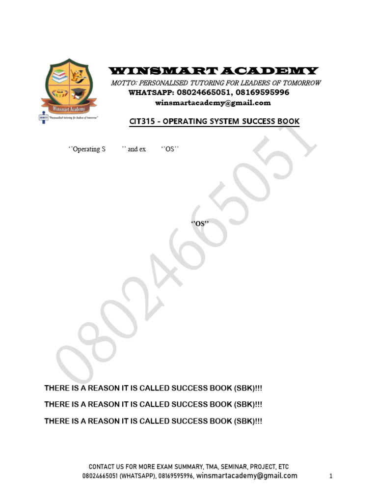 Cit315 Success Book (Winsmart Academy) | PDF | Operating System ...
