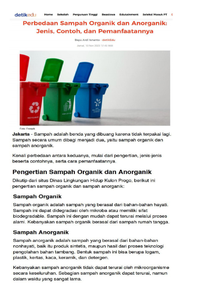 Tugas Artikel Sampah | PDF