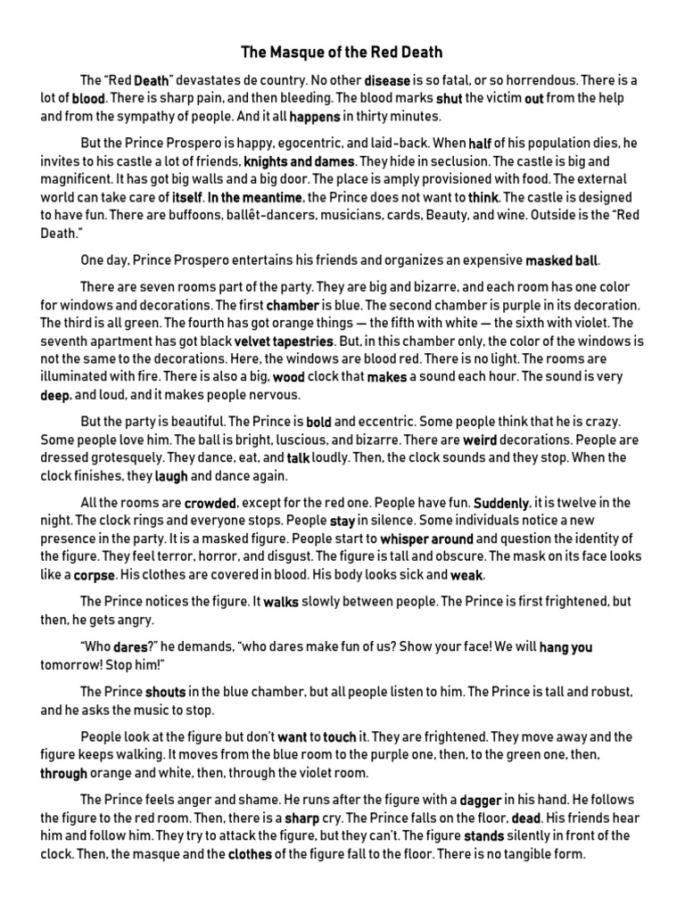 The Masque of the Red Death Summary | PDF