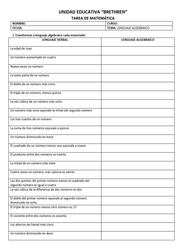 Tarea de Matemática 9no B | PDF