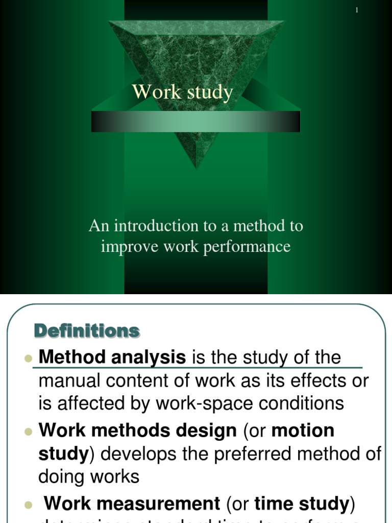 Work Study: An Introduction To A Method To Improve Work Performance ...