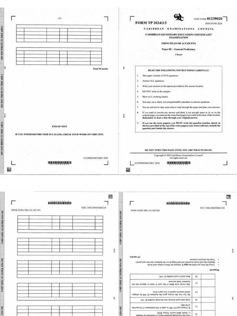 CSEC - POA - June - 2024 - P2 - Copy - PDF - Booklet | PDF