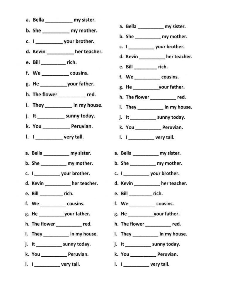 Verb To Be (Negative Form) | PDF