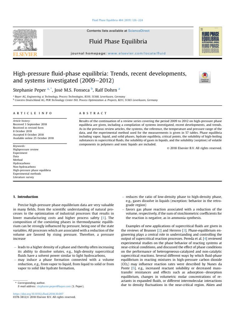 R2019 - High-Pressure Fluid-Phase Equilibria | PDF | Phase (Matter) | Supercritical Fluid