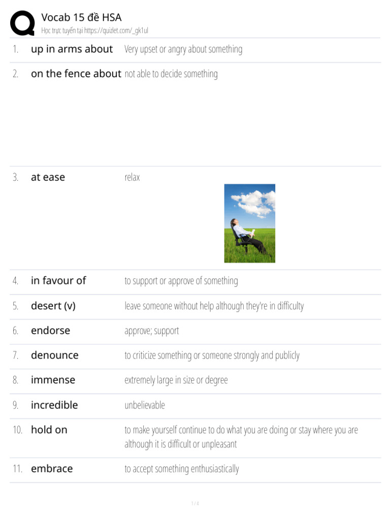 Vocab 15 đề HSA | PDF