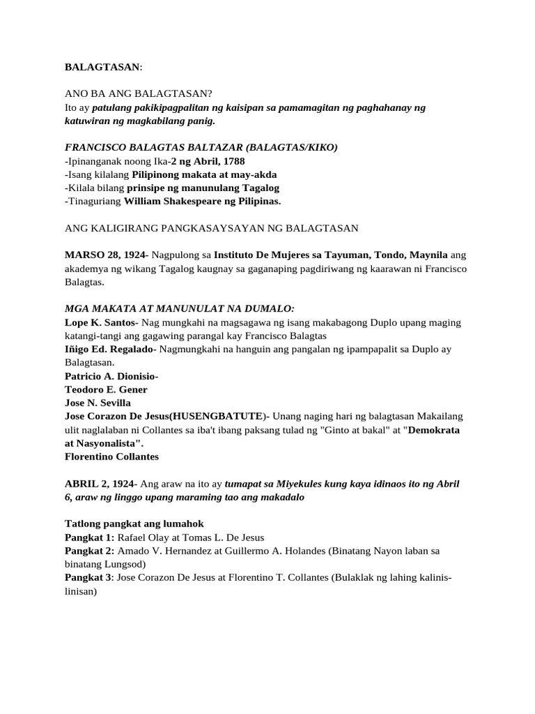 Balagtasan Sabayang Pagbigkas Based On The | PDF