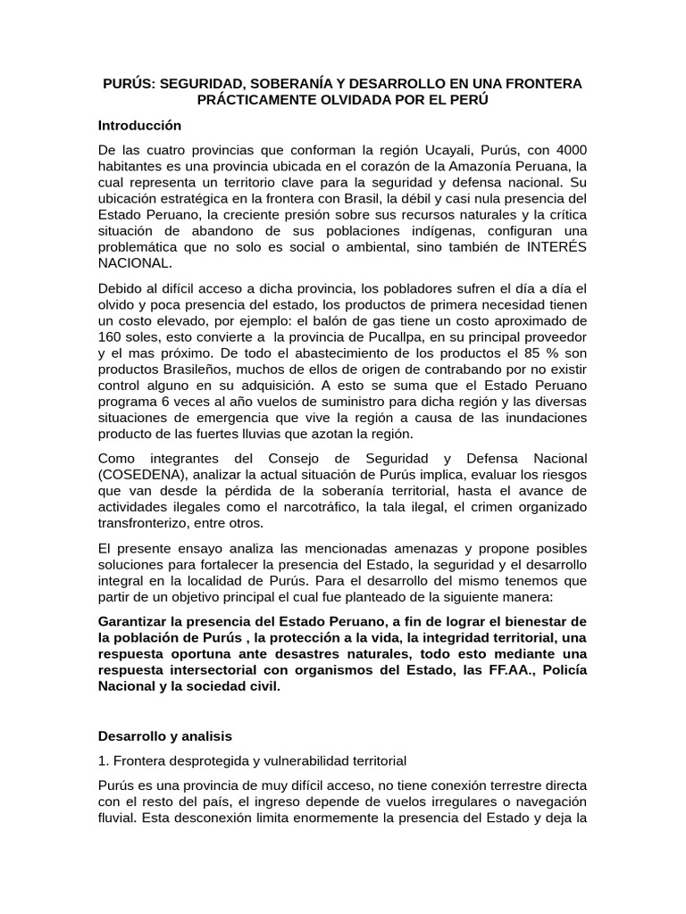 Ensayo Purús Grupo 1modificado | PDF | Perú | Estado (política)