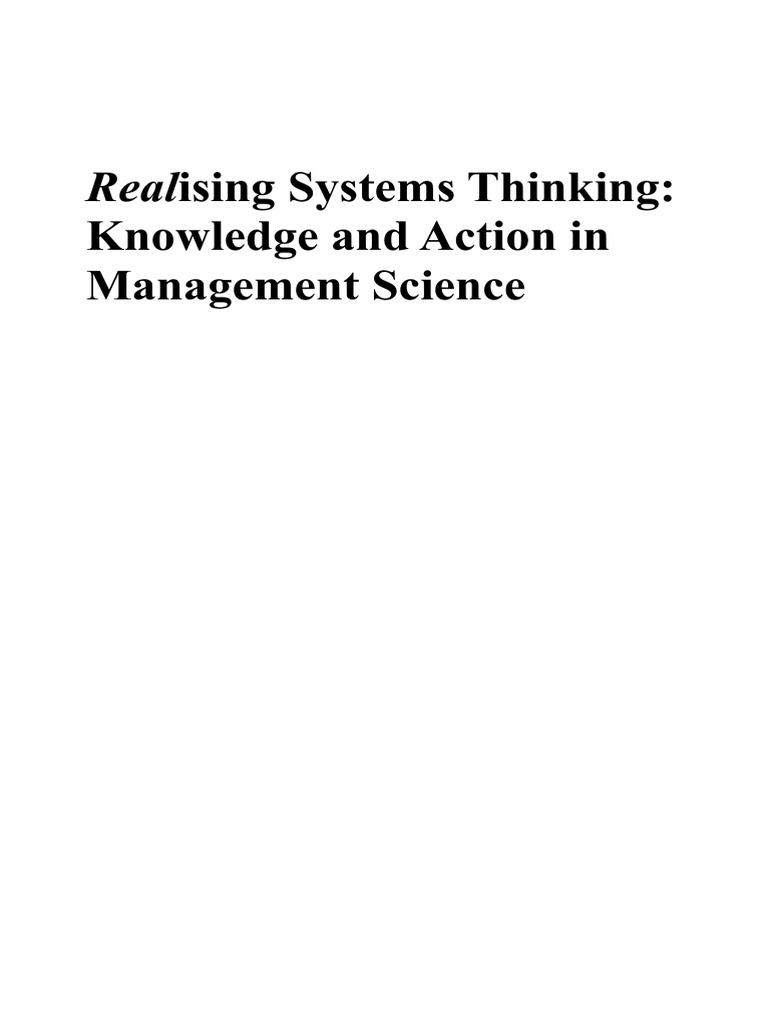 (DONE) Realising Systems - Thinking Knowledge and Action in Management ...