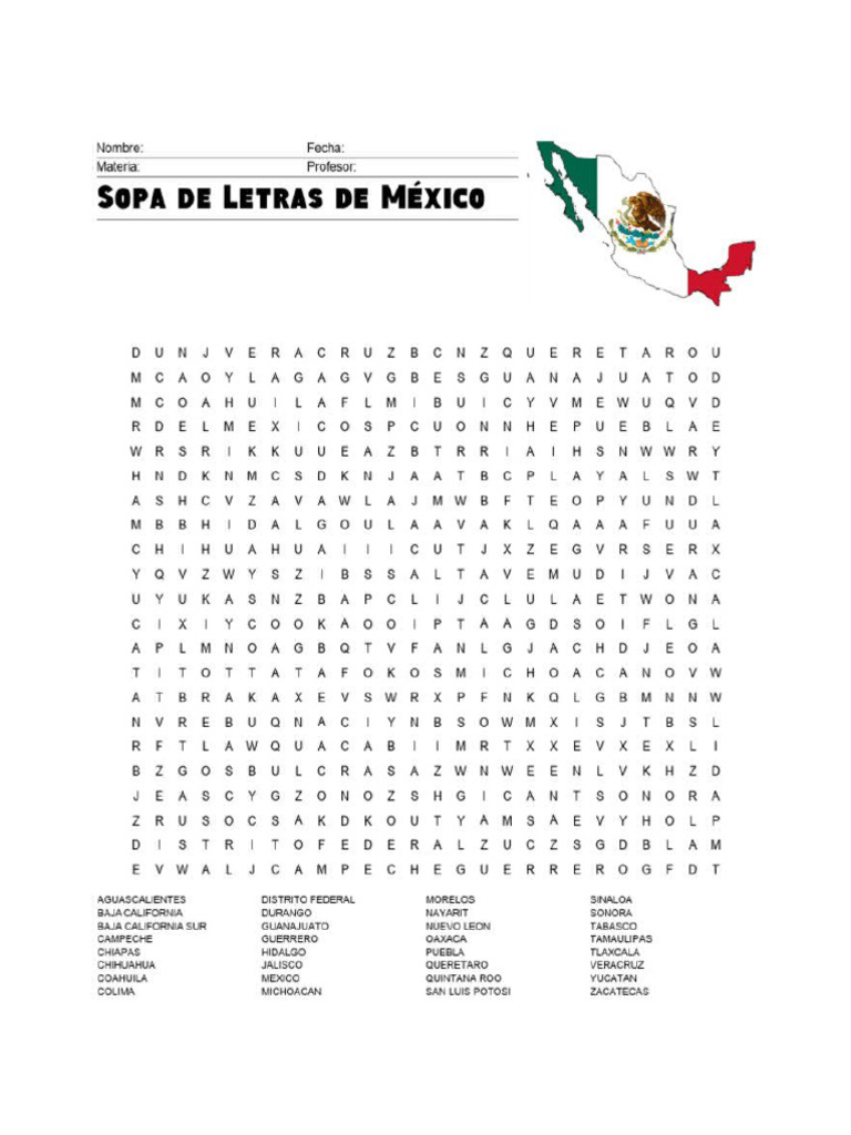 Sopa de Letras - México | PDF