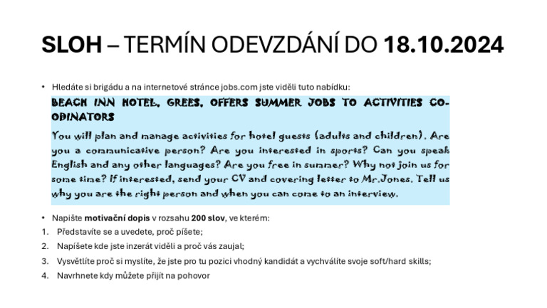 SLOH - Zadání | PDF