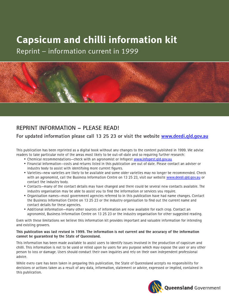 Capsicum and Chilli Information Kit | PDF | Plant Nursery | Soil