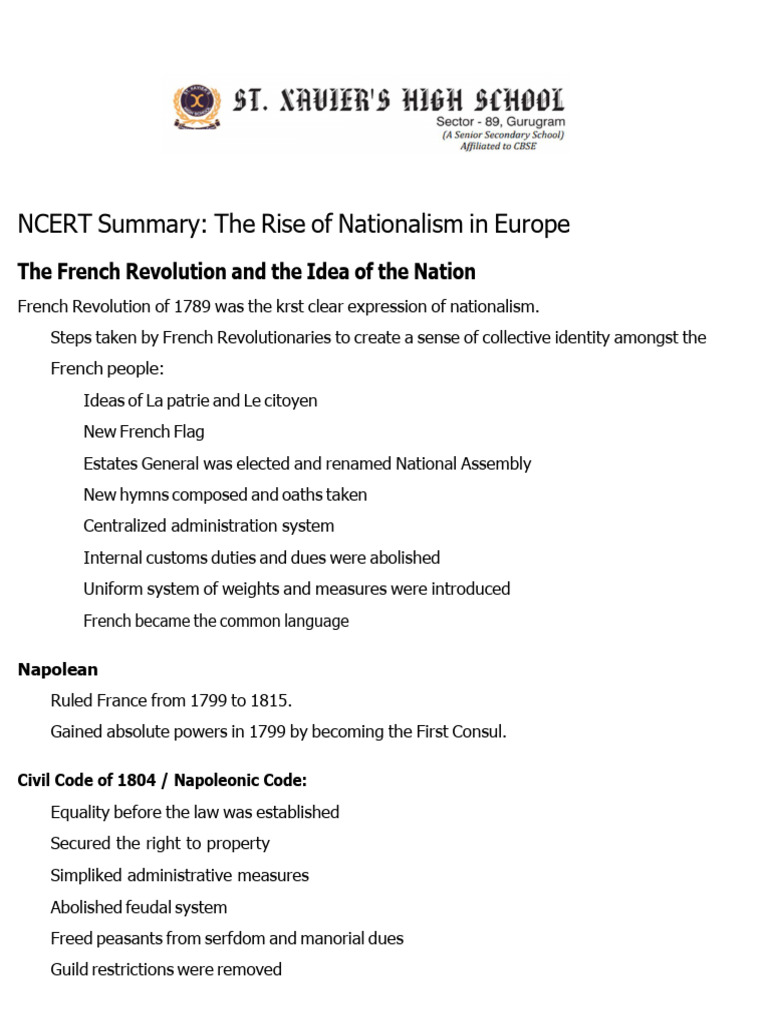 Nationalism in Europe - X SUMMARY | PDF | Balkans | Kingdom Of Prussia