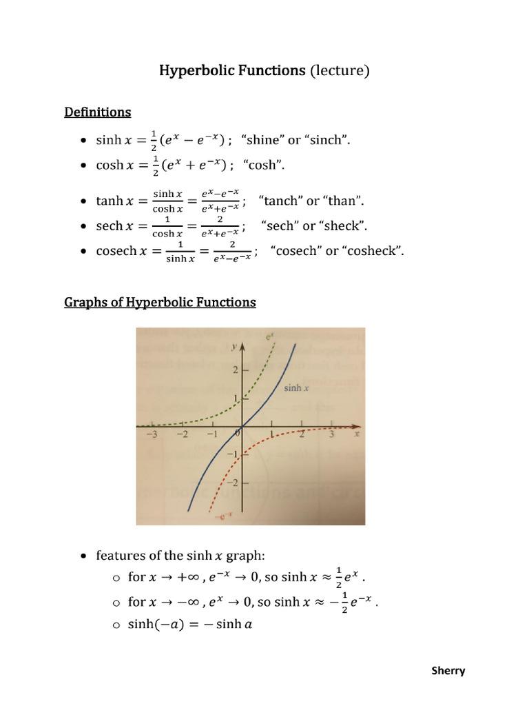2 - Hyperbolic Functions (Lecture) | PDF