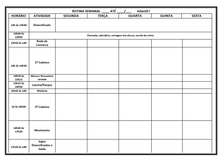 Blog Coordenadoras Exemplo Tabela Planejamento Rotina Semanal Turma 3 ...