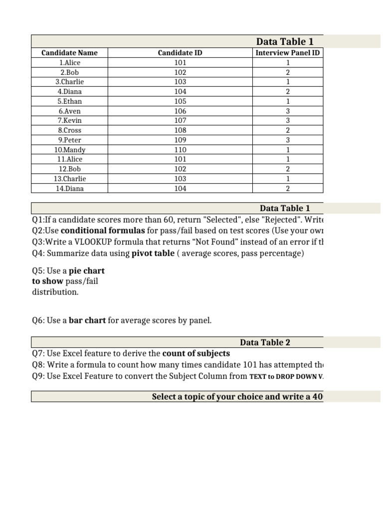 Interview Written Examination Data 3 1 | PDF