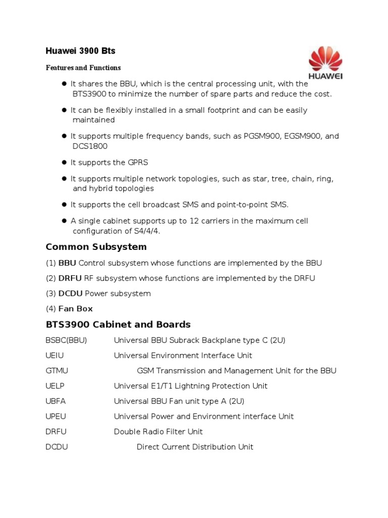 Huawei 3900 Bts | PDF | Signal (Electrical Engineering) | Network Topology