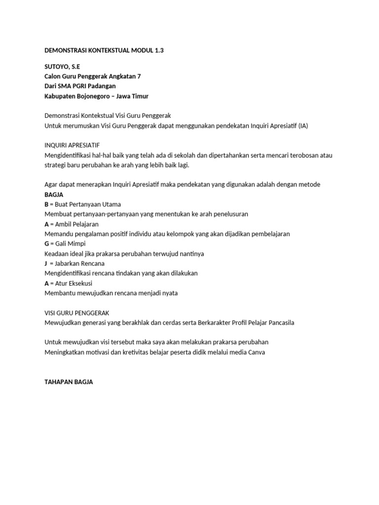 Demonstrasi Kontekstual Modul 1.3 | PDF