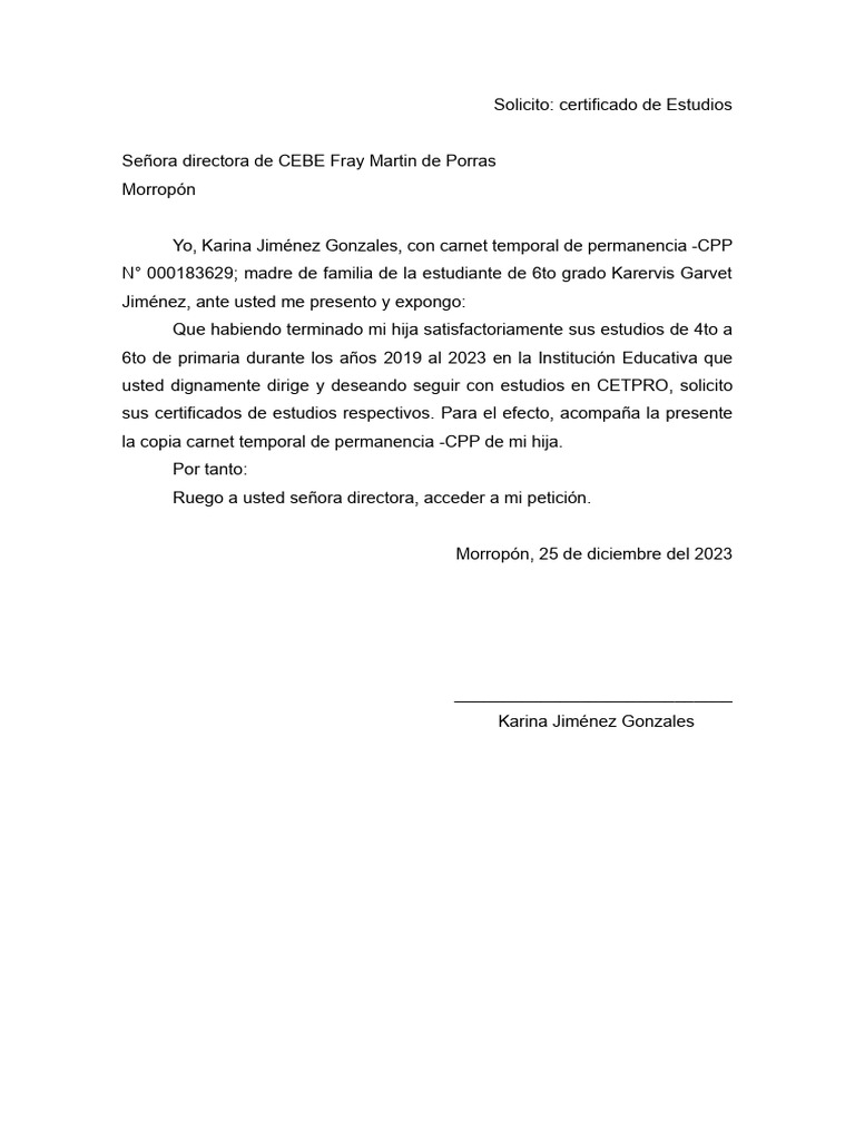Modelo de Solicito Alicia | PDF