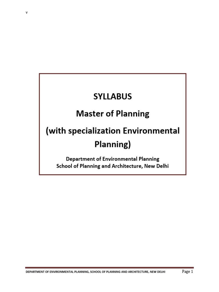 Syllabus - Master of Planning With Specialization in Environmental Planning | PDF ...