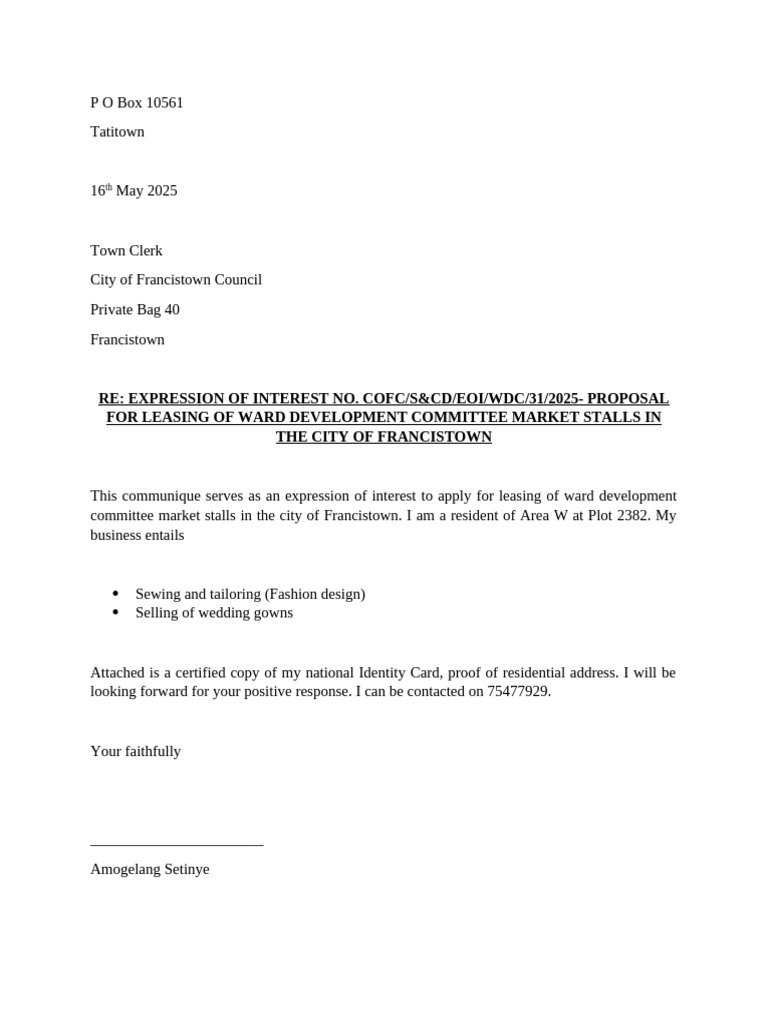 Shono Expression of Interest | PDF