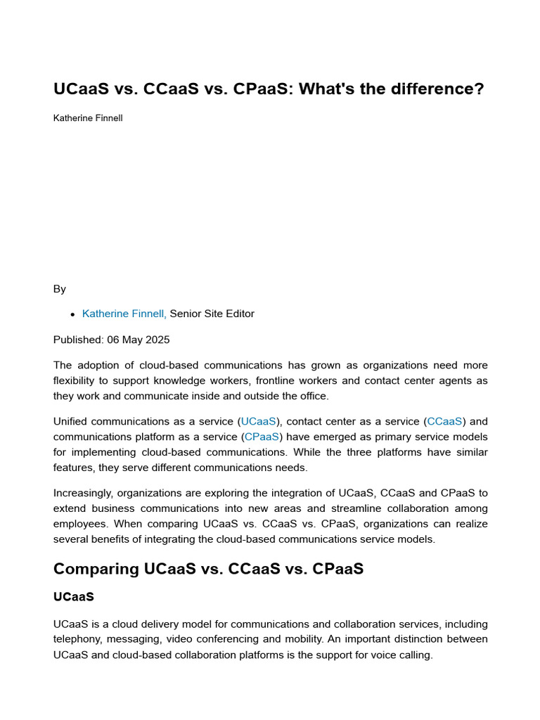 1 - UCaaS vs. CCaaS vs. CPaaS | PDF | Cloud Computing | Platform As A Service